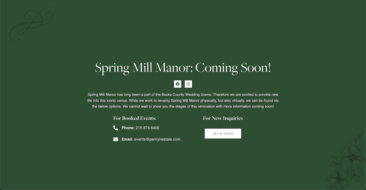 Coming Soon | Spring Mill Manor